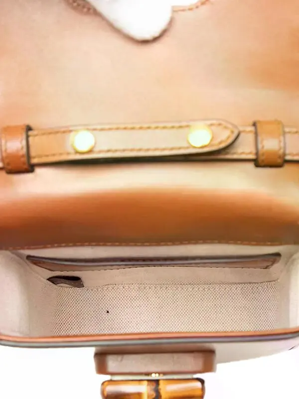 Gucci 2016-2026 Mini Calfskin Bamboo Top Handle Bag Satchel