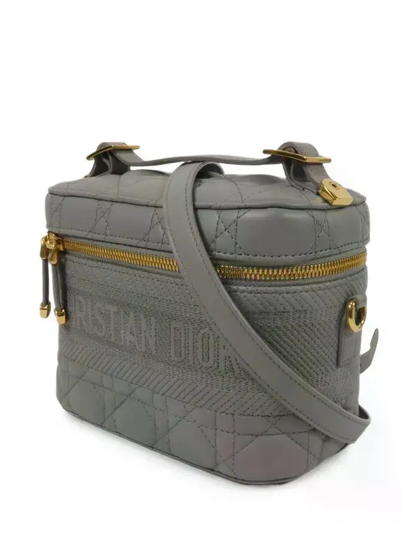 Dior Cannage Vanity Case Tote Bag - Grey
