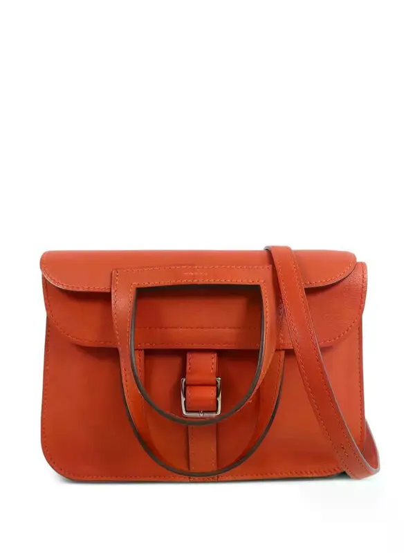 Hermès Mini Halzan Leather Shoulder Bag - Orange