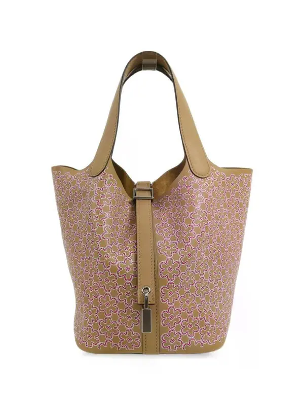 Hermès Picotin Pm Floral-print Tote Bag - Brown