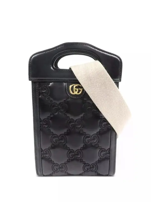 Gucci Gg Matelasse Calf Leather Shoulder Bag - Black