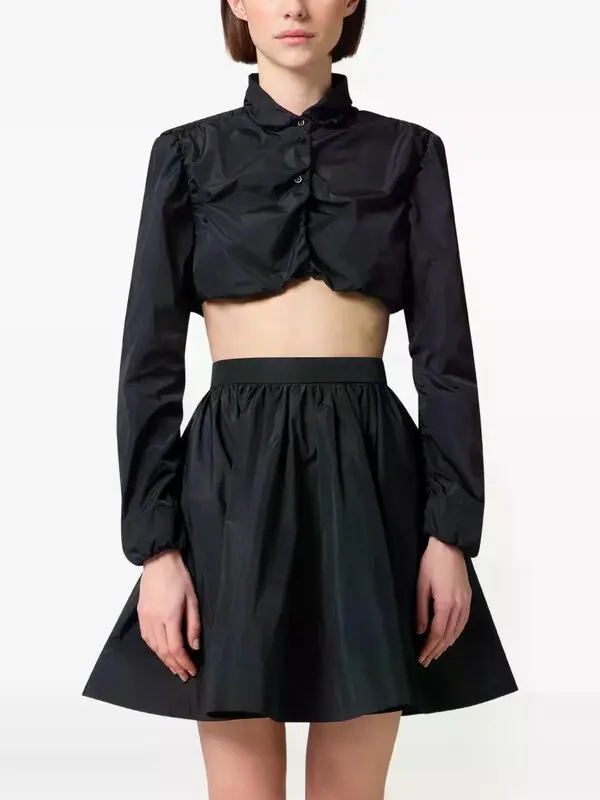 MSGM Cropped Gathered-detail Shirt