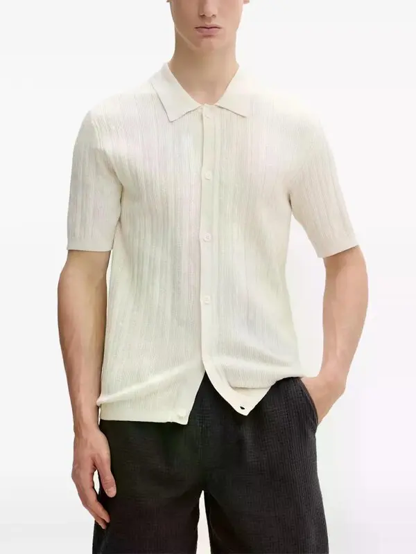 Marc O'polo Ribbed-knit Short-sleeve Shirt - Neutrals