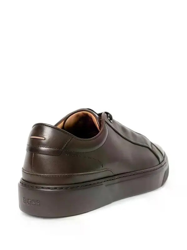 BOSS Gary Sneakers In Brushed Leather With Elastic Laces