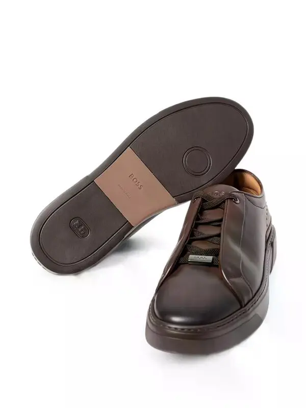 BOSS Gary Sneakers In Brushed Leather With Elastic Laces