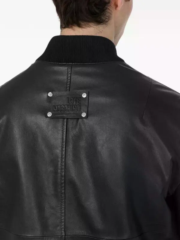 Moschino Logo-plaque Leather Jacket