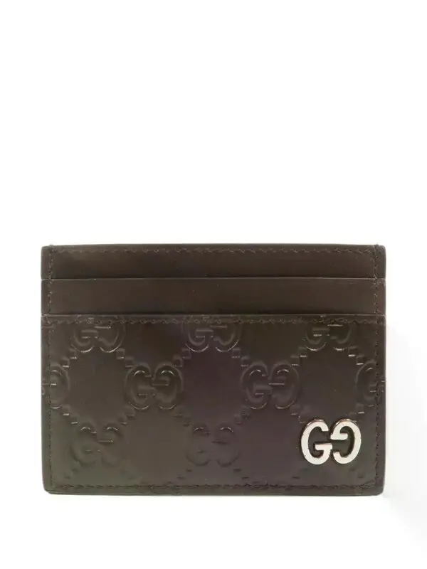 Gucci Gg Signature Card Case - Brown
