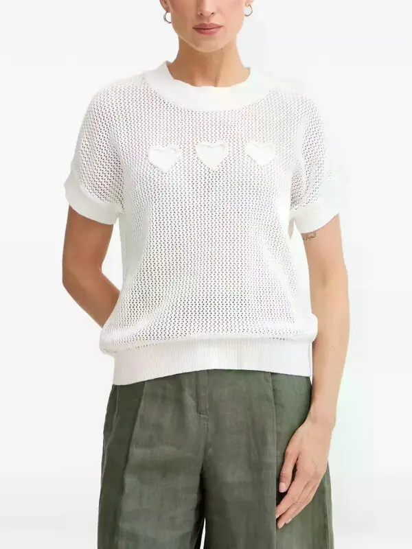 MARC AUREL Heart-motif Open-knit T-shirt