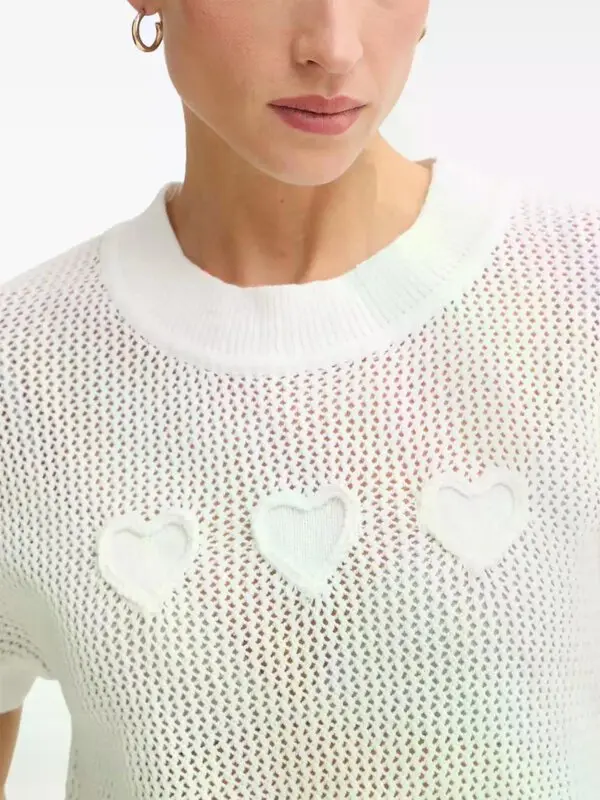 MARC AUREL Heart-motif Open-knit T-shirt