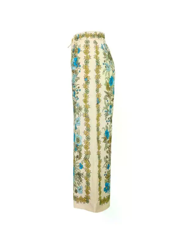 ALEMAIS Sophia Floral-print Linen Trousers - Neutrals