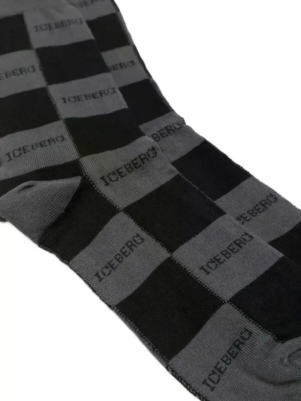 Iceberg Logo-print Checkered Socks