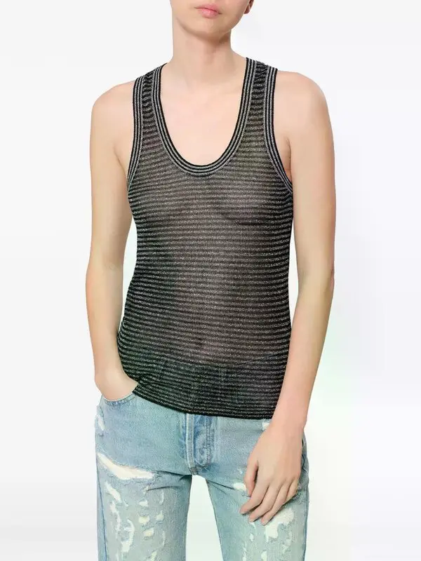Isabel Marant Étoile Cevara Metallic Striped Top - Black