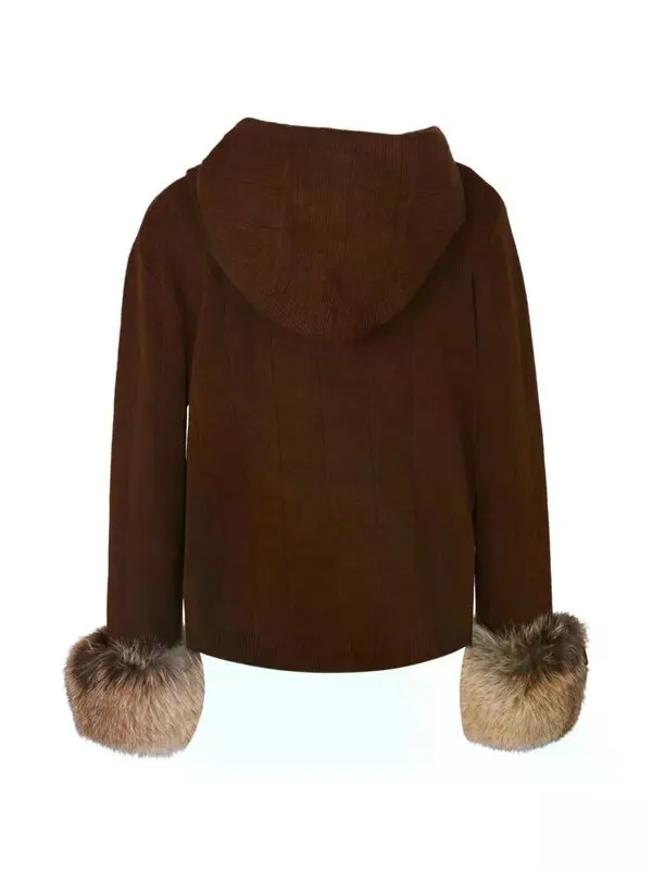 IZAAK AZANEI Fur-trimmed Drawstring Hoodie - Brown