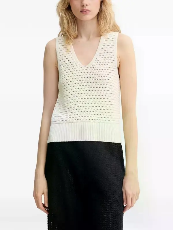 Marc O'polo Open-knit V-neck Vest - White