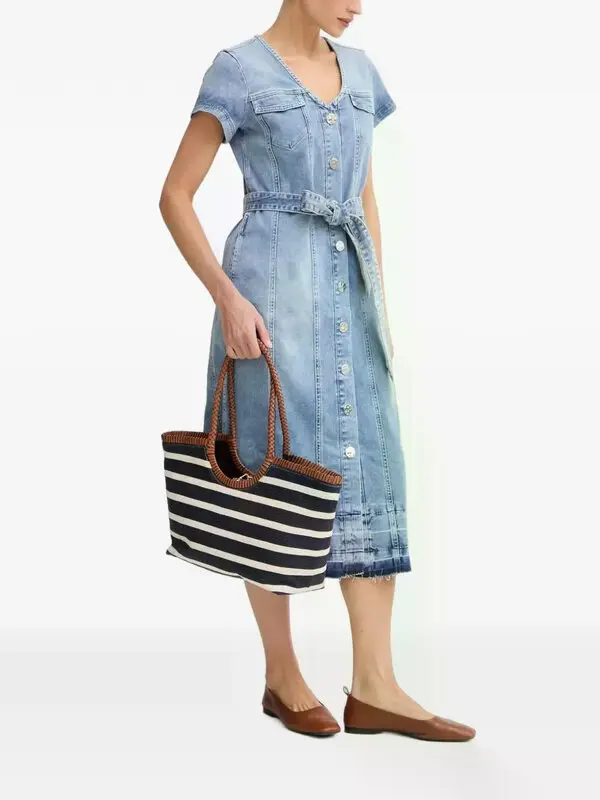 MARC AUREL Belted Button-front Denim Midi Dress