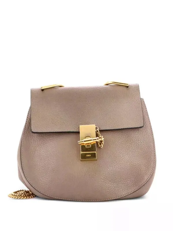 Chloé Drew Leather Small Crossbody Bag - Grey