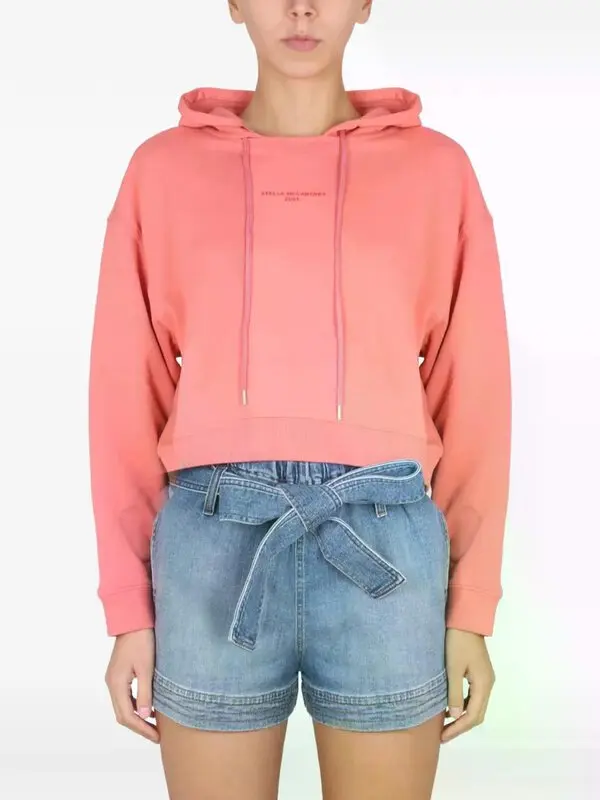 Stella McCartney Logo-embroidered Cropped Hoodie - Pink