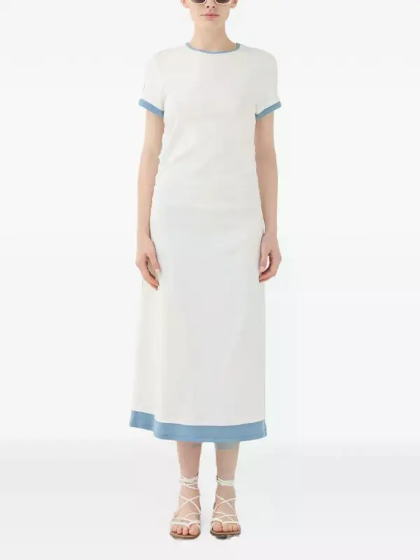 ELEH Contrast-trim Short-sleeve Midi Dress