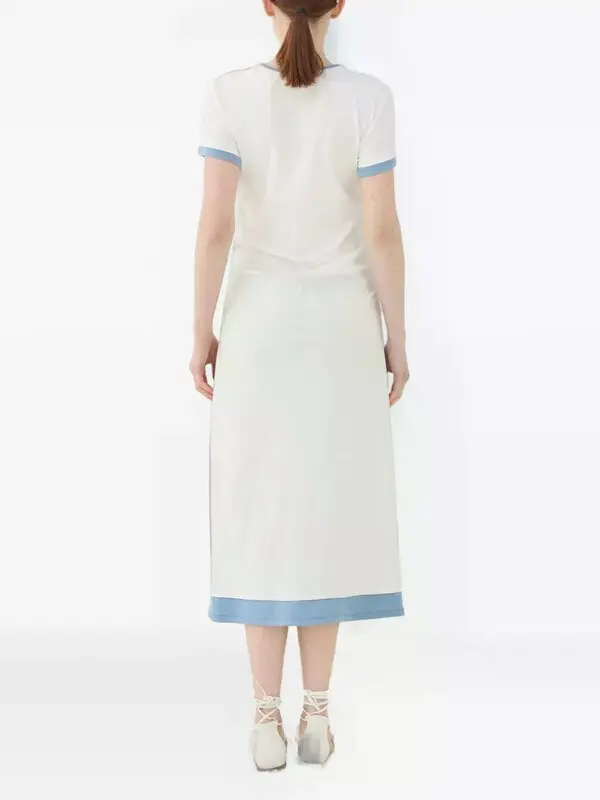 ELEH Contrast-trim Short-sleeve Midi Dress