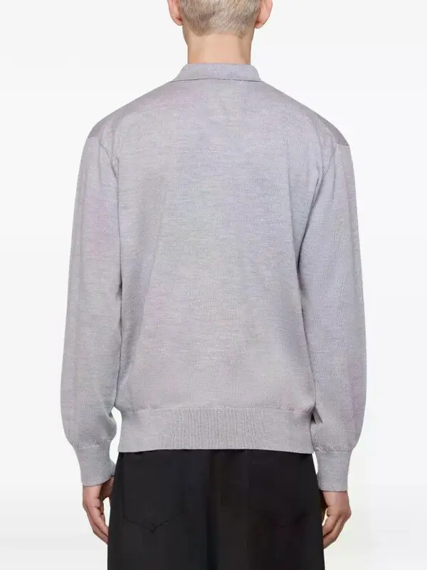 LANEUS Star-embroidered Long-sleeve Polo Shirt