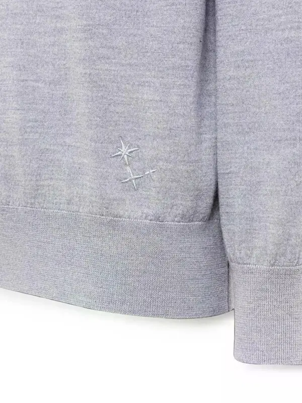 LANEUS Star-embroidered Long-sleeve Polo Shirt