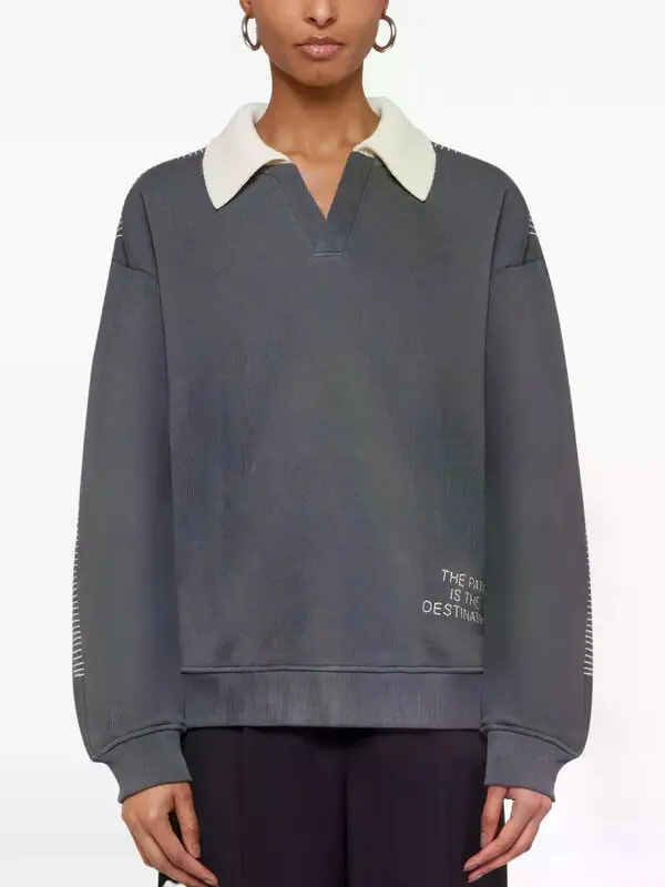 LANEUS Boxy-fit Embroidered-detail Sweatshirt