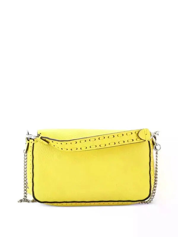 Fendi Selleria Baguette Nm Bag Leather Mini Crossbody Bag - Yellow