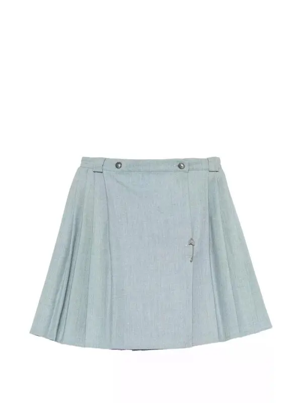 Versace 1980s Pleated Safety-pin Mini Skirt - Blue