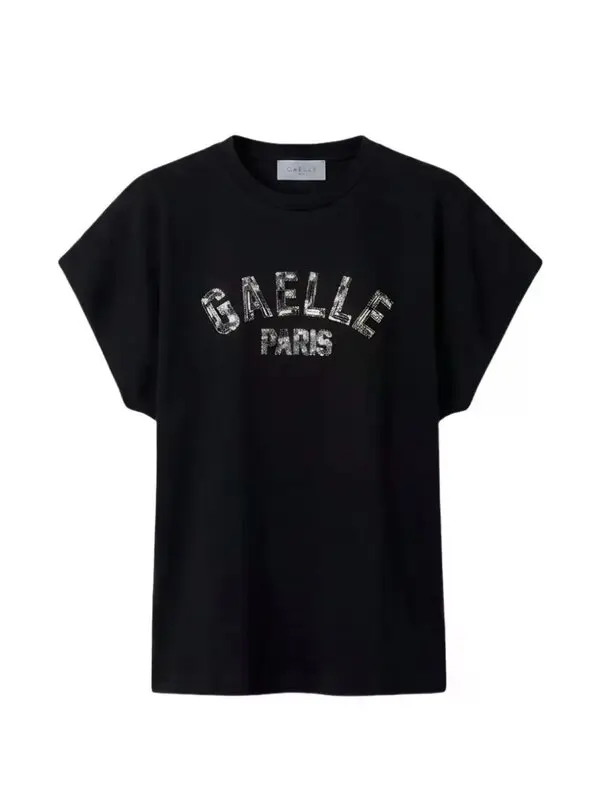 GAELLE PARIS Sequin-embellished Logo T-shirt