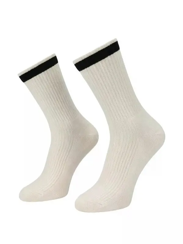 Valentino Garavani Ribbed-knit Striped-trim Socks - White