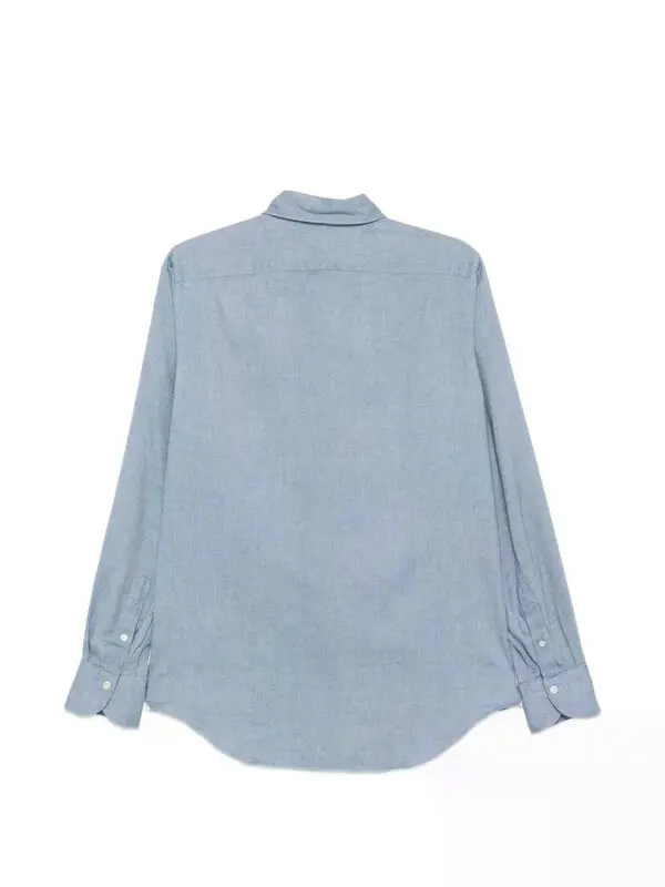 FINAMORE 1925 Herringbone-weave Long-sleeve Shirt