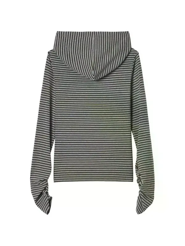 Izzue Striped Ruched-sleeve Hoodie