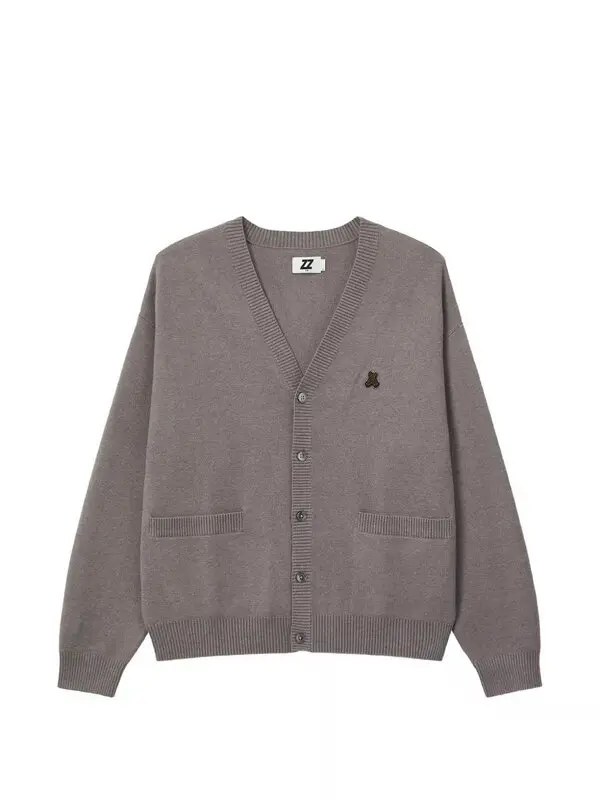 Izzue Logo-patch Cardigan - Grey