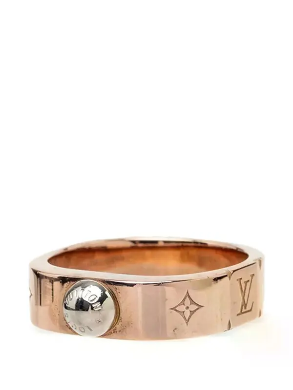 LOUIS VUITTON 2016 Rose Gold Plated Nanogram Ring Costume Ring