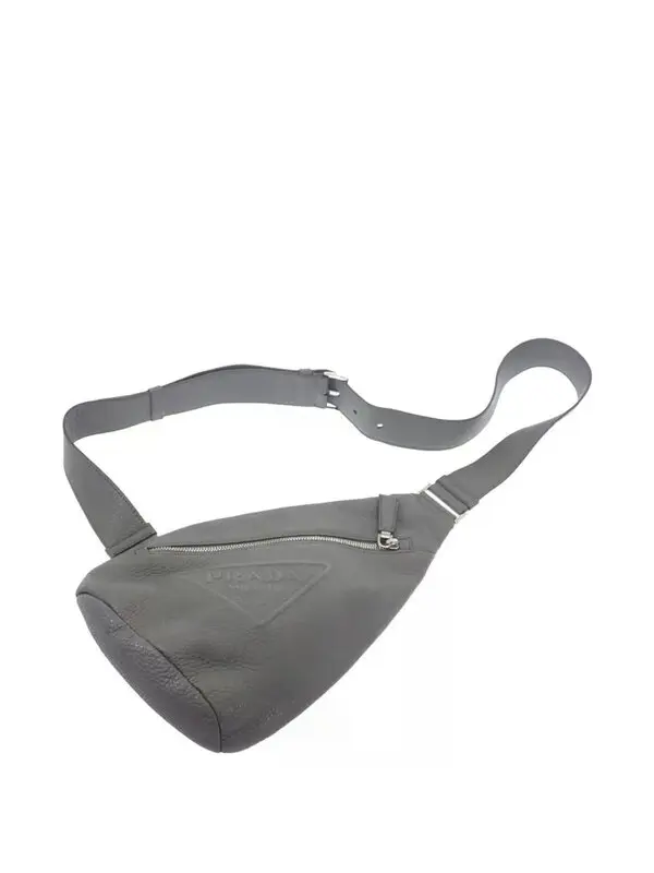 Prada 2000-2026 Vitello Daino Logo Embossed Sling Bag Crossbody Bag