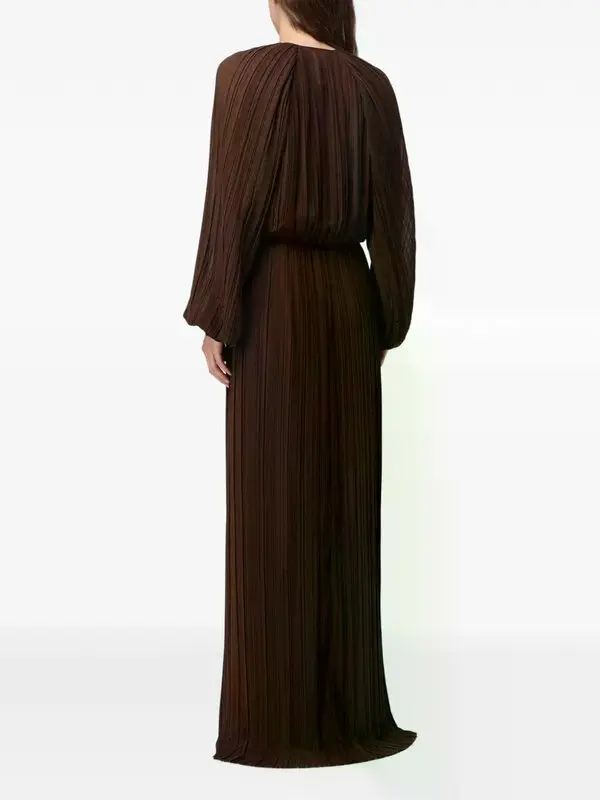 Fabiana Filippi Pleated Ruffled Maxi Dress - Brown