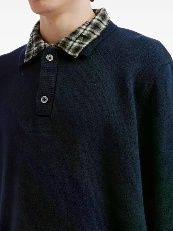 Izzue Layered-effect Polo-collar Sweater