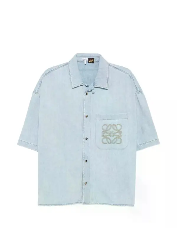 Loewe Short Sleeve Shirt In Denim - Blue