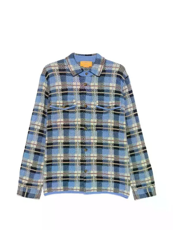 Guest In Residence Check-pattern Button-down Polo Shirt - Blue