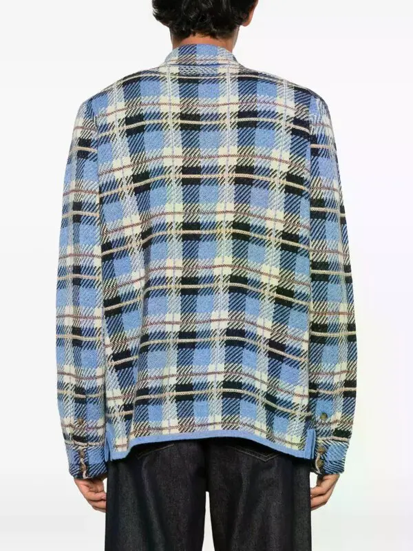 Guest In Residence Check-pattern Button-down Polo Shirt - Blue
