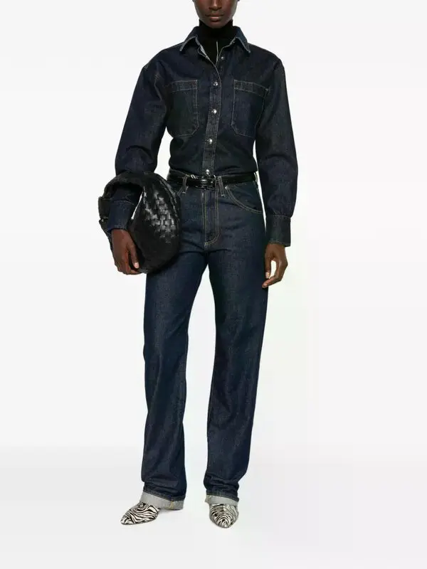 ANINE BING Samy Contrast-stitch Denim Shirt