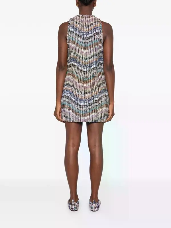 Missoni Chevron Knit Mini Dress With Sequins - Blue