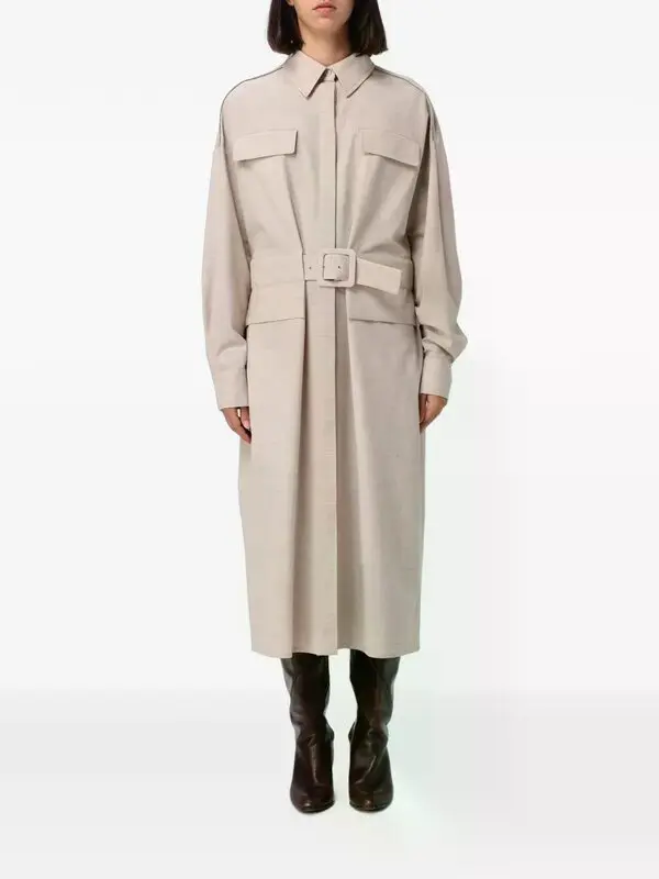 Fabiana Filippi Belted Chest-pockets Maxi Shirt Dress - Neutrals
