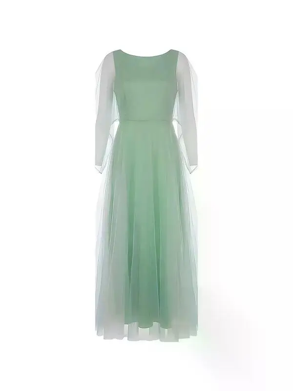 Valentino Garavani Tulle-layered Flared Midi Dress - Green
