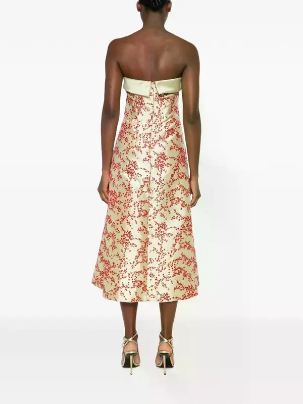 Alberta Ferretti Floral-print Strapless Midi Dress