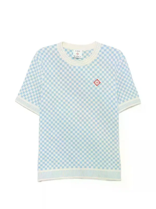 Casablanca Checkerboard-knit Logo-patch T-shirt