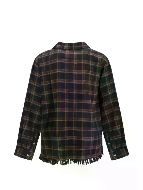 FOUND Raw-cut Fringe Plaid Shirt