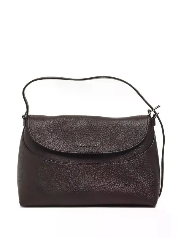 Orciani Midi Grained Leather Shoulder Bag - Brown