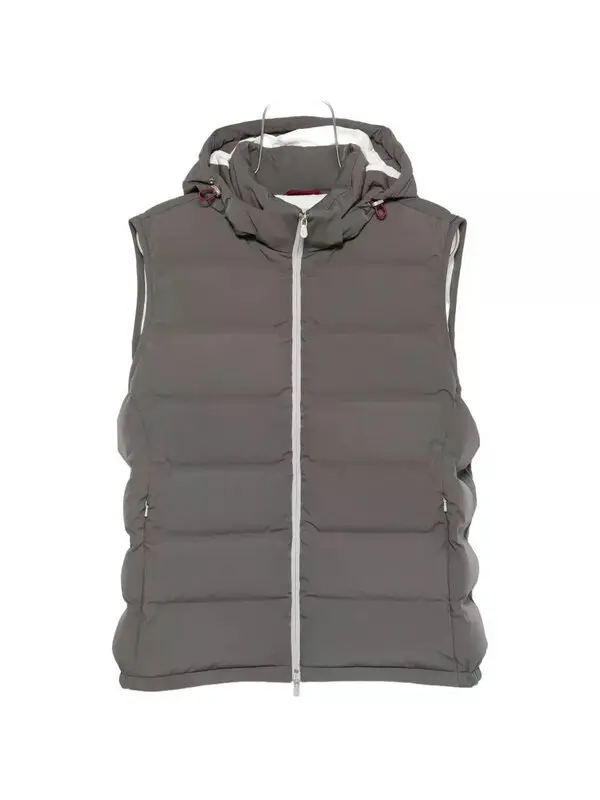 Brunello Cucinelli Quilted Hooded Gilet - Grey