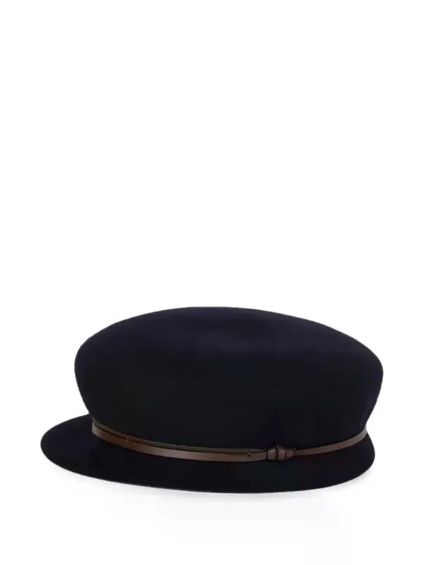 Max Mara Leather-trimmed Felted Beret - Blue